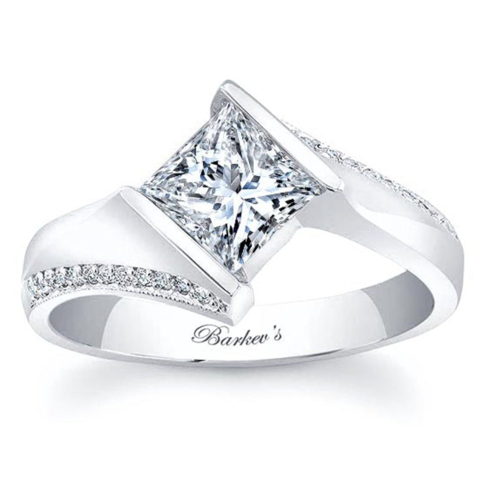 Barkev's Twist Half Bezel Set Princess-Cut Diamond Engagement Ring ...
