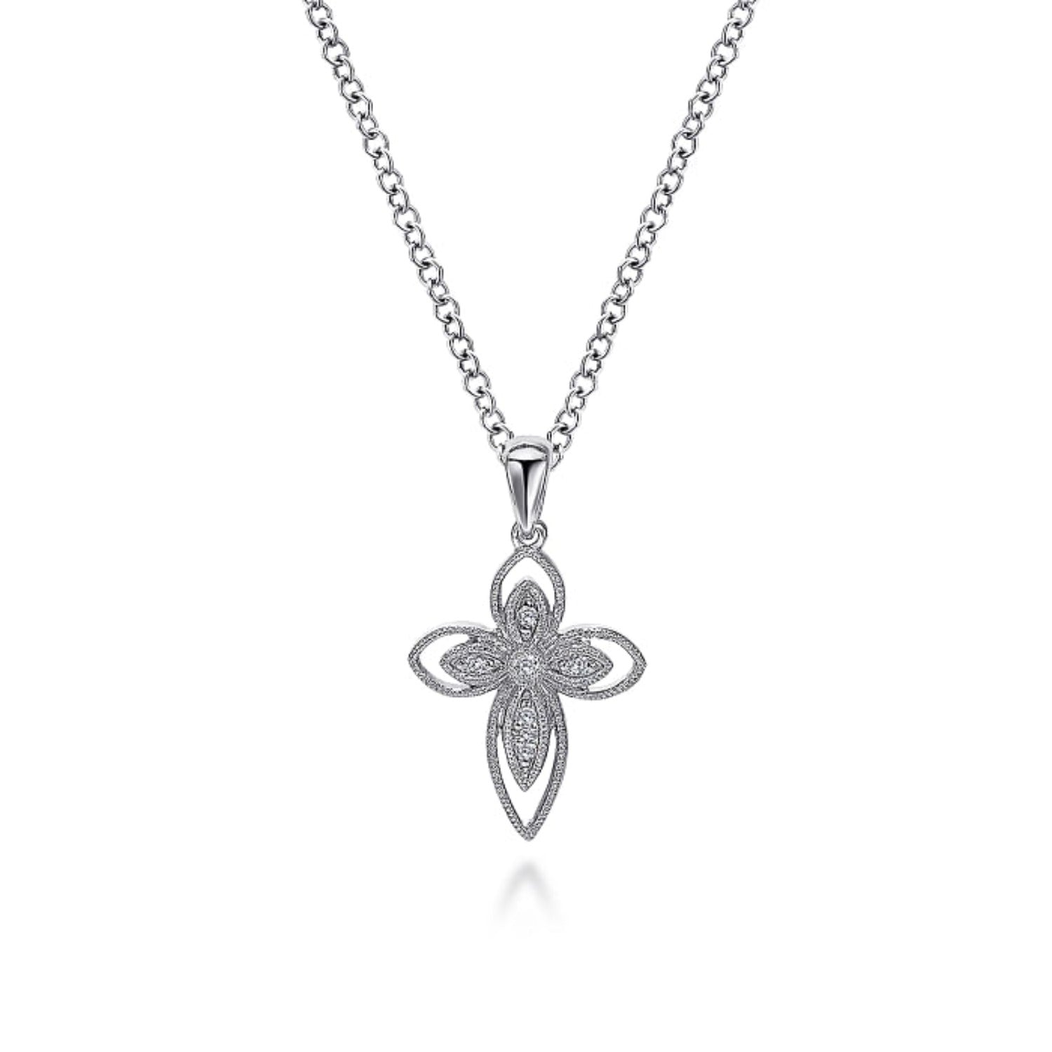 Gabriel & Co. Sterling Silver Vintage Style Diamond Cross Pendant – Ben ...