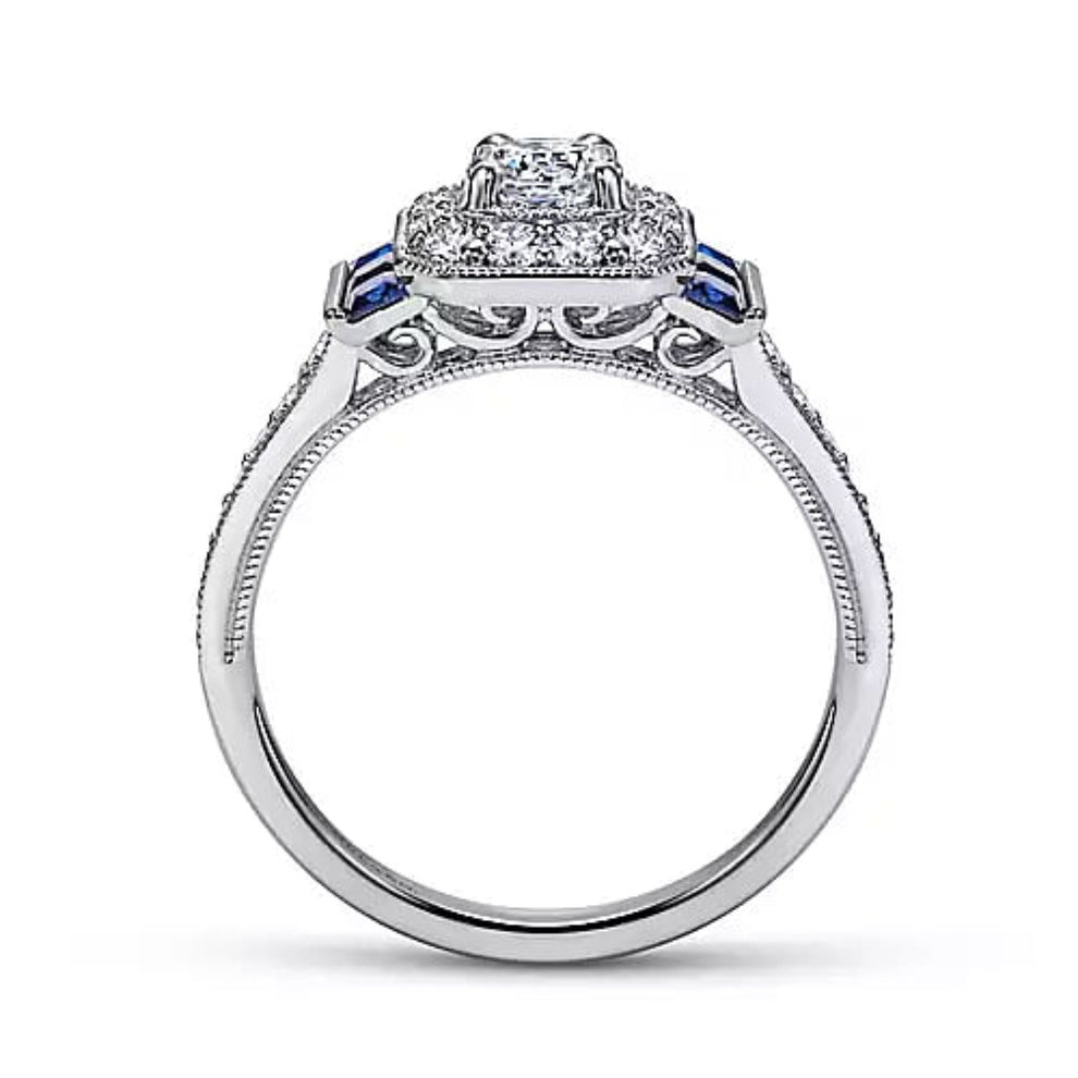 Gabriel & Co. Vintage Style Blue Sapphire & Diamond Engagement Ring ...