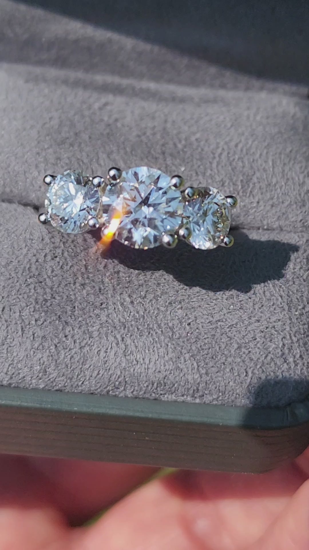 4 Carat Round Three Stone Lab Grown Diamond Engagement Ring Ben Garelick